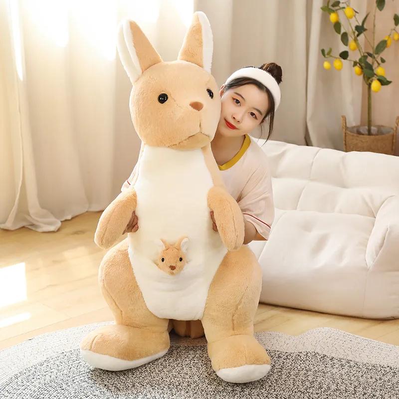 2022 Cute Giant Australian Kangaroo Rabbit Soft Toy Mother And Child Kangaroos Doll Simulation ...