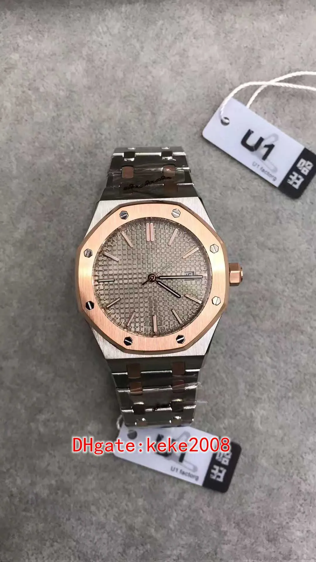 Excellent U1 Men Wristwatches 15400SR.OO.1220SR.01 15400 41mm Gold & Steel Rose Two Tones ...