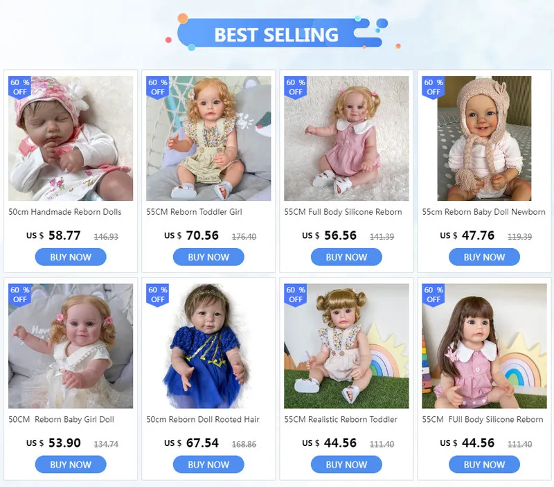 55CM Reborn Toddler Girl Princess Sue Sue Full Silicone Baby Dolls Hand ...