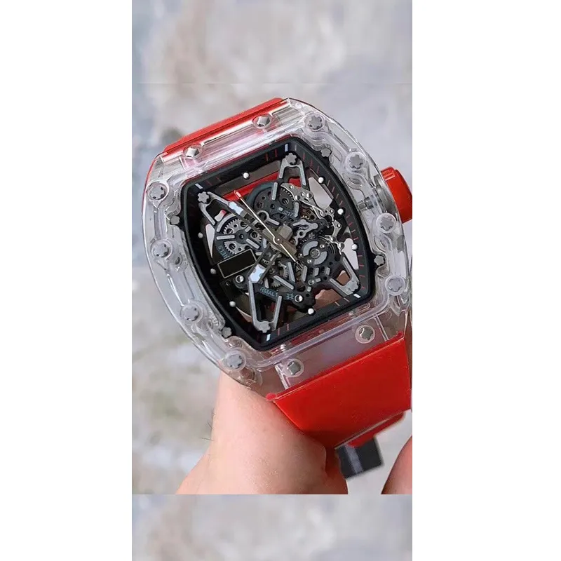 4 Types 42mm Size Luxury Mens White Skeleton Transparent Watches White ...