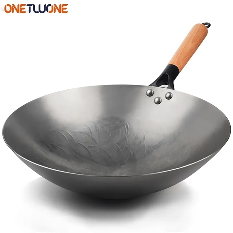Hand Hammered Iron Wok - Traditional Chinese Wok, Non-Stick, No ...