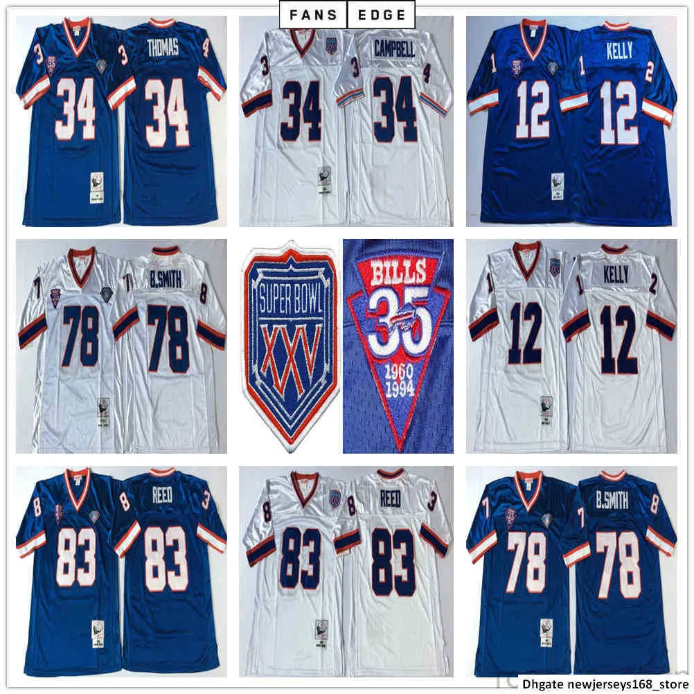 NCAA Football Retro Vintage Jersey: Bruce Smith 78, Jim Kelly 12 ...