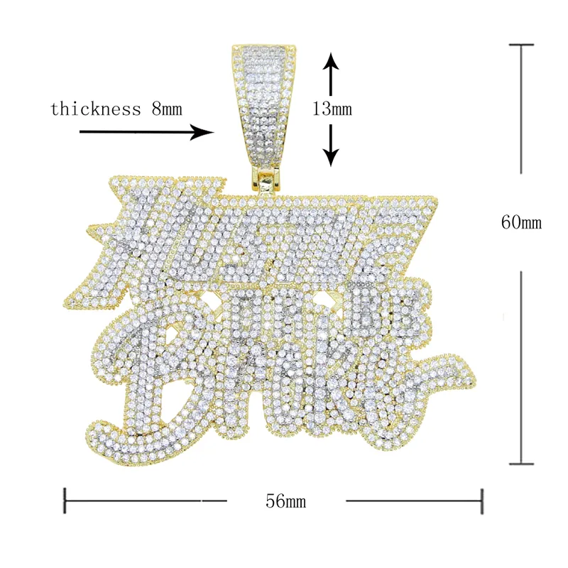 Hustle Letter Pendant Necklace For Men Iced Out CZ Rope Chain, Hip Hop ...