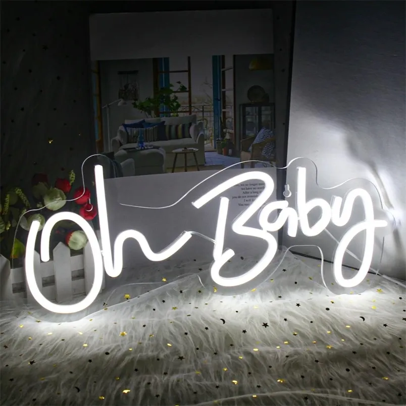 Clear Acrylic neon lights with Custom Oh Baby LED...