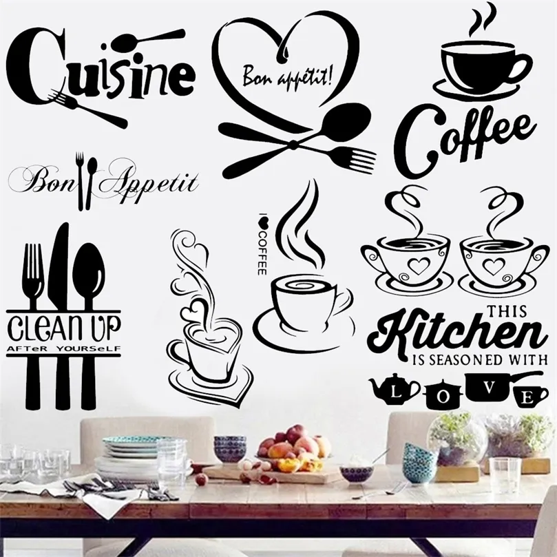 Coffee Wall Stickers 9 Styles Vinyl Kitchen Decals... From Dou08, $1.78 ...