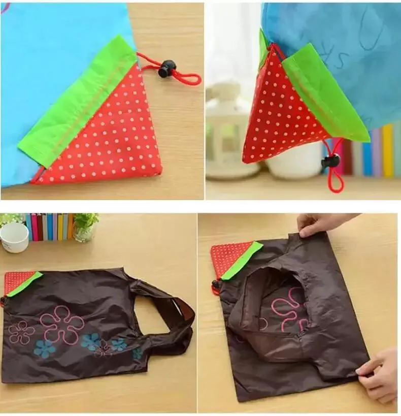 Cute Strawberry Foldable Reusable Shopping Bags Foldable Tote Eco ...