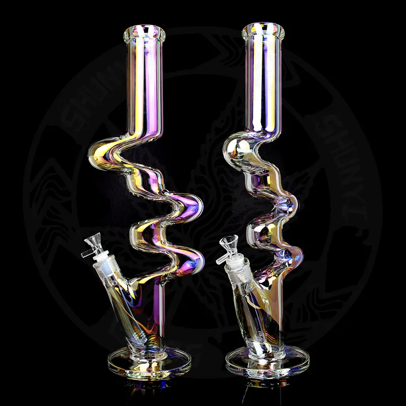 19'' Glass ZONG Bong Dab Rig Smoke Water Pipe Hookah Holographic ...