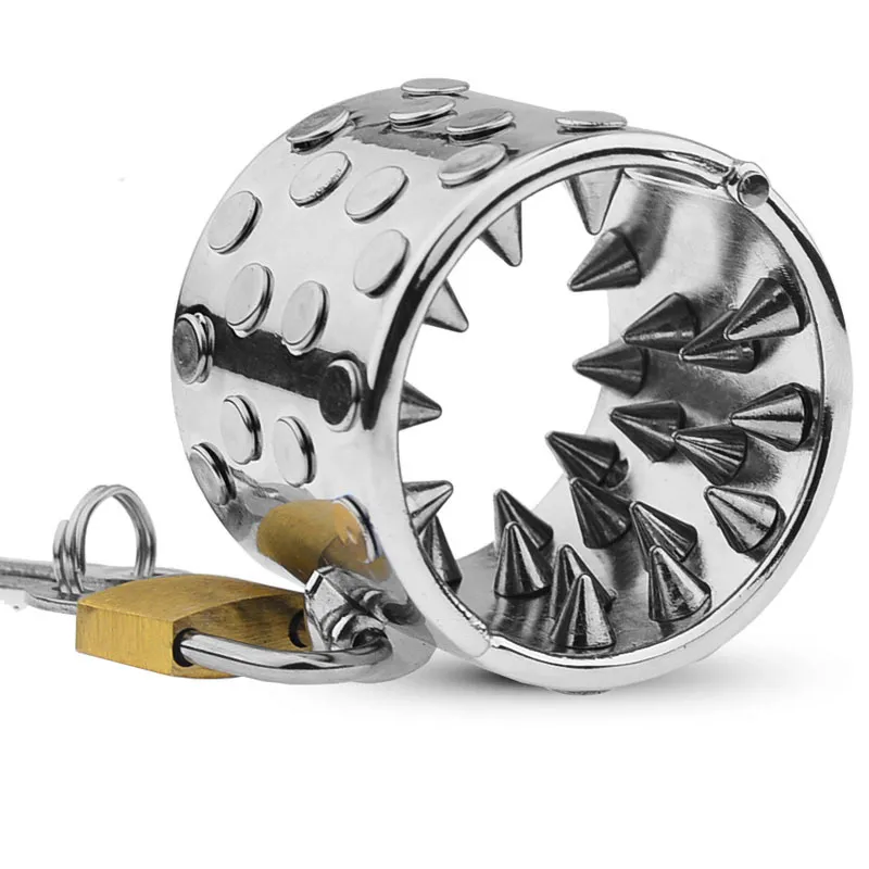 Metal Penis Ring Lock Fencing Pendant With Scrotum Bondage And Spiked ...