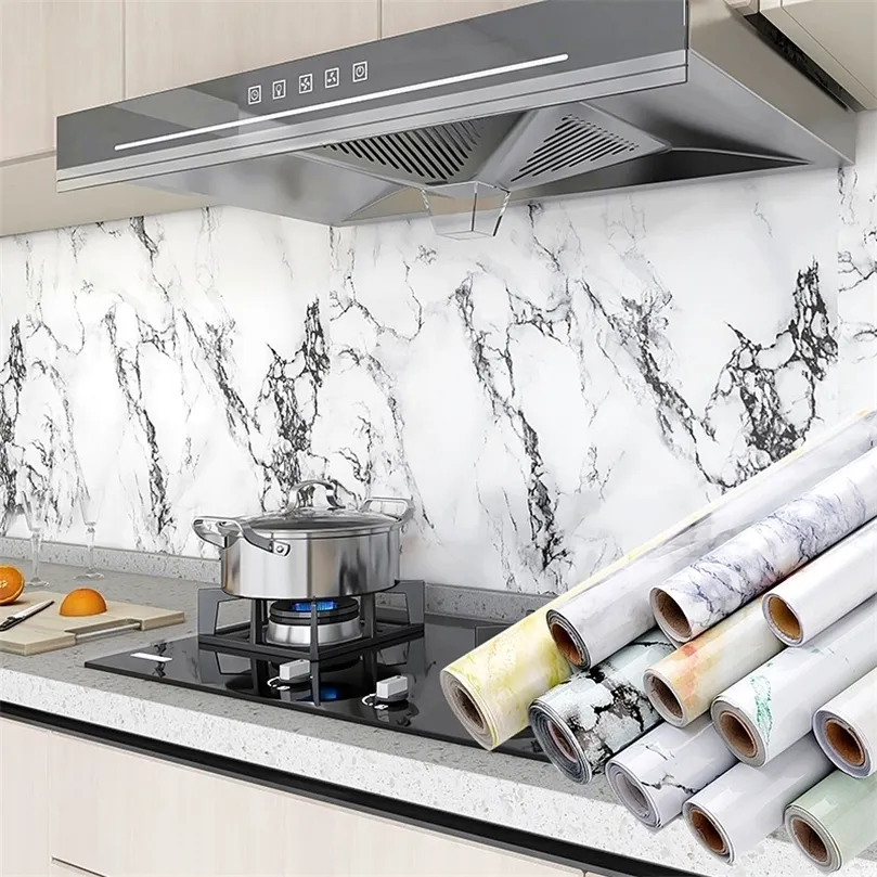 Marble Kitchen Stickers Waterproof Oil Proof Wall Decals Stove ...