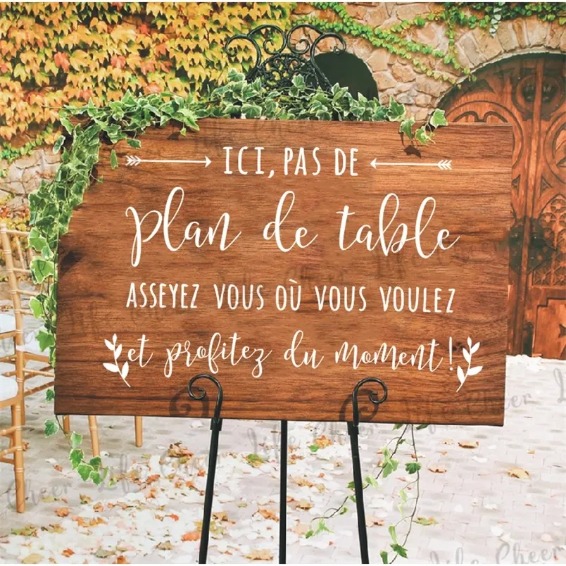 Party Decor De Table Vinyl Decals Custom Wedding Texts Sticker French ...