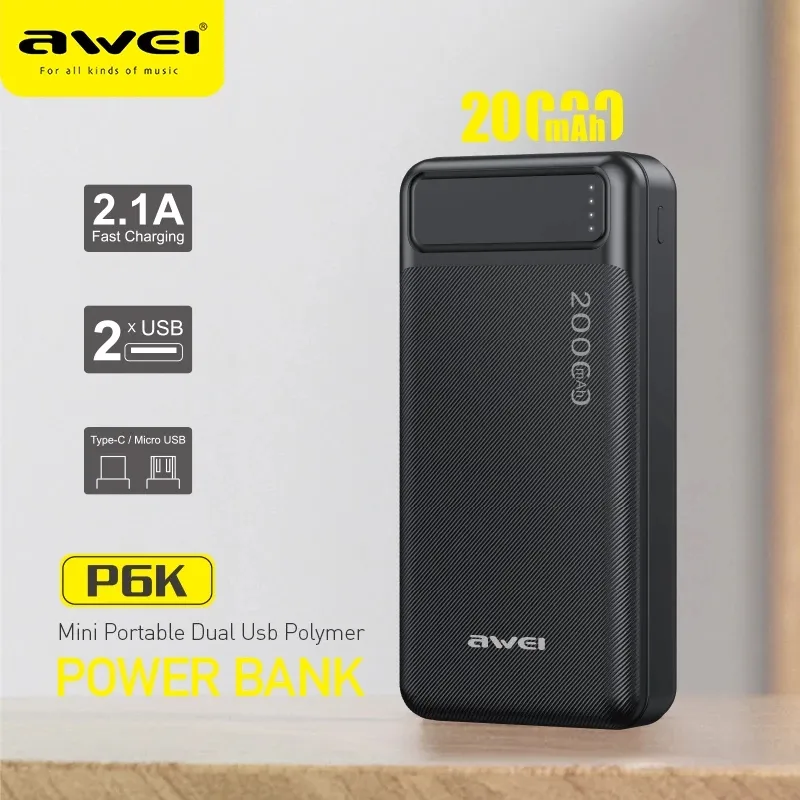 Portable 20000mAh Power Bank With Dual USB Ports Fast Charging For ...