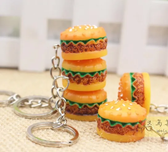 New 50-Piece Personalized Resin Simulation Food Mini Hamburger Keychain ...