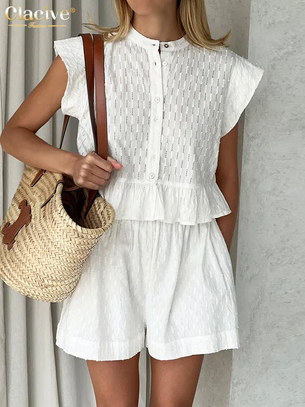Elegant White Lace Singlet Top And Shorts Set For Women Perfect For ...