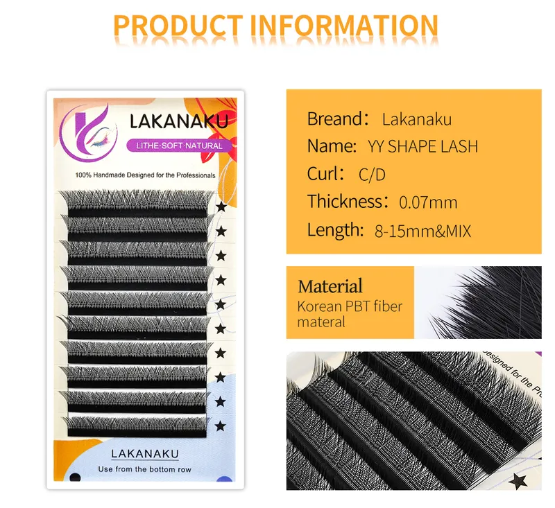 3D Mink Lashes Y Shape Eyelash Extensions: Synthetic Mink, C Curl ...