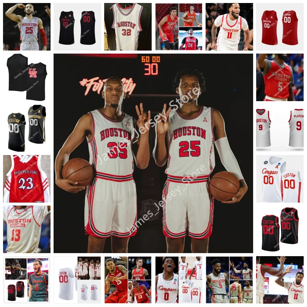 Custom UH Houston Cougars Basketball Jersey Ja'Vier Francis, Jamal ...