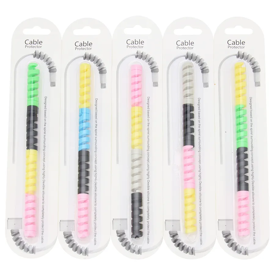 Silicone Spiral USB Cable Protector Durable Phone Charger Cord Sleeve ...