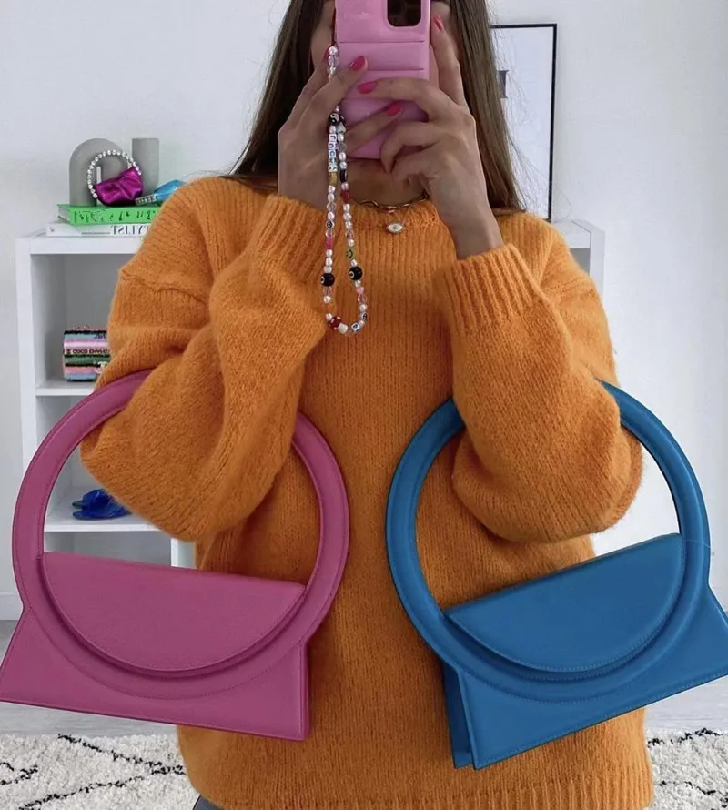 2022 Designer Luxury Handbag Big Circle Semi Circle Shape Concave Semi ...