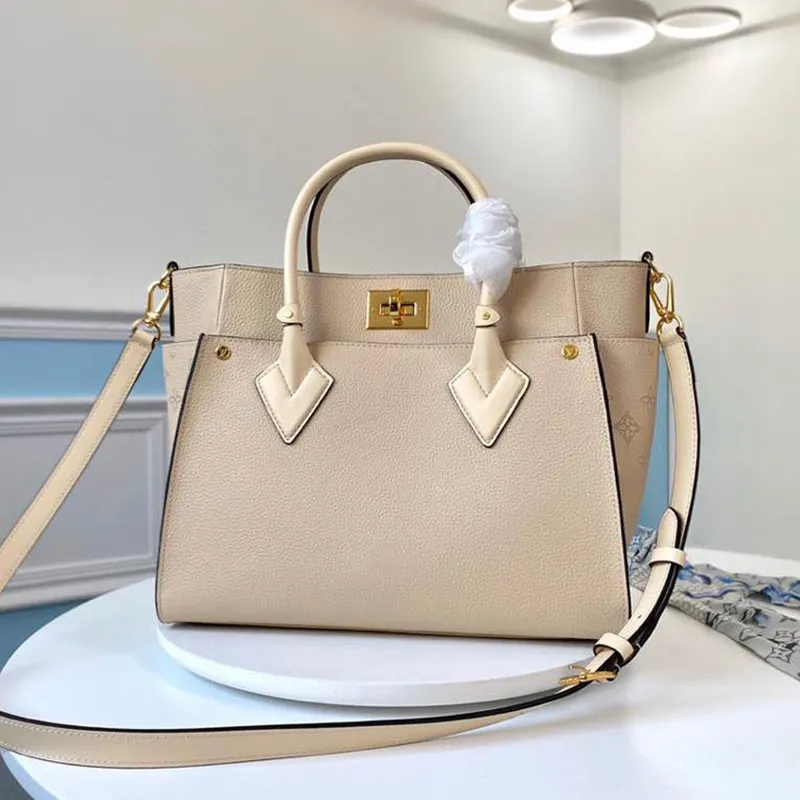 Designer Tote Bag Genuine Leather Canvas Shoulder Bag 12 × 9.6 × 5.5 in ...