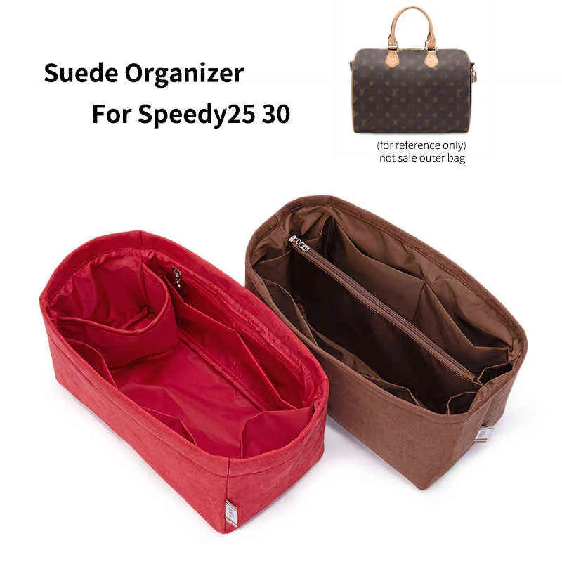 DHgate.com:Luxury Suede Inner Bag Organizer | Zippered Cosmetic Purse ...
