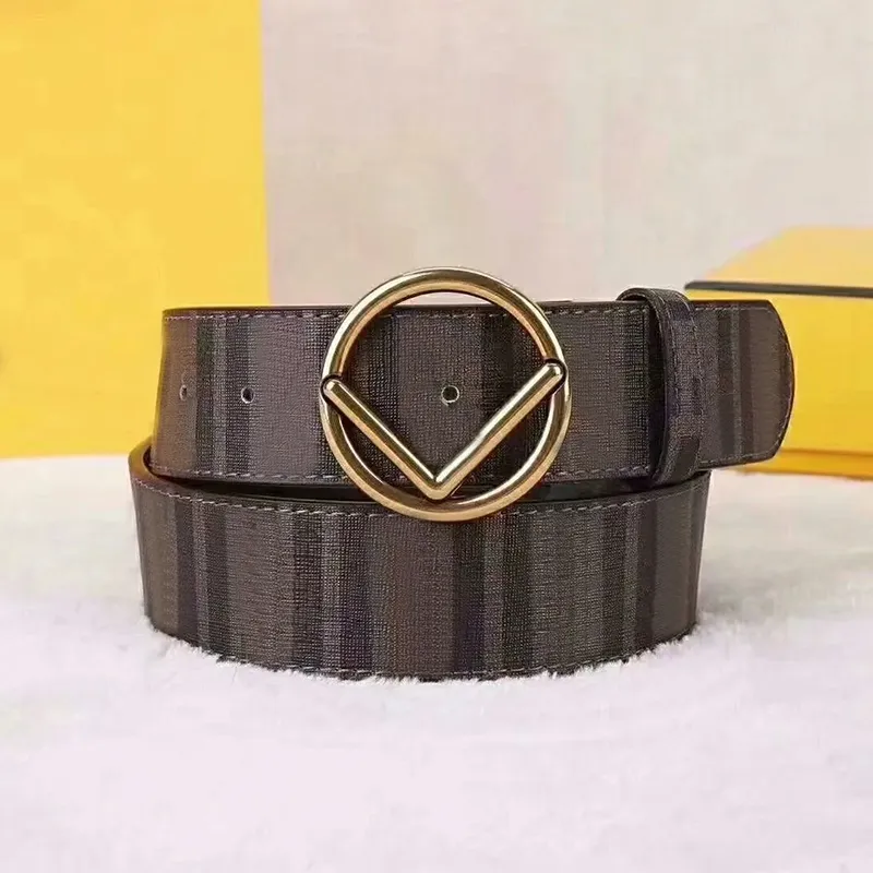 Mens Designer Genuine Leather Belt Gold Smooth Buckle 3.8cm Wide ...