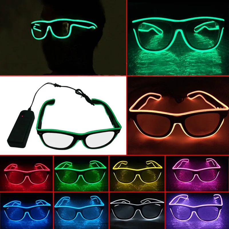 LED Luminous Glasses Halloween Glowing Neon Christmas Party Bril ...