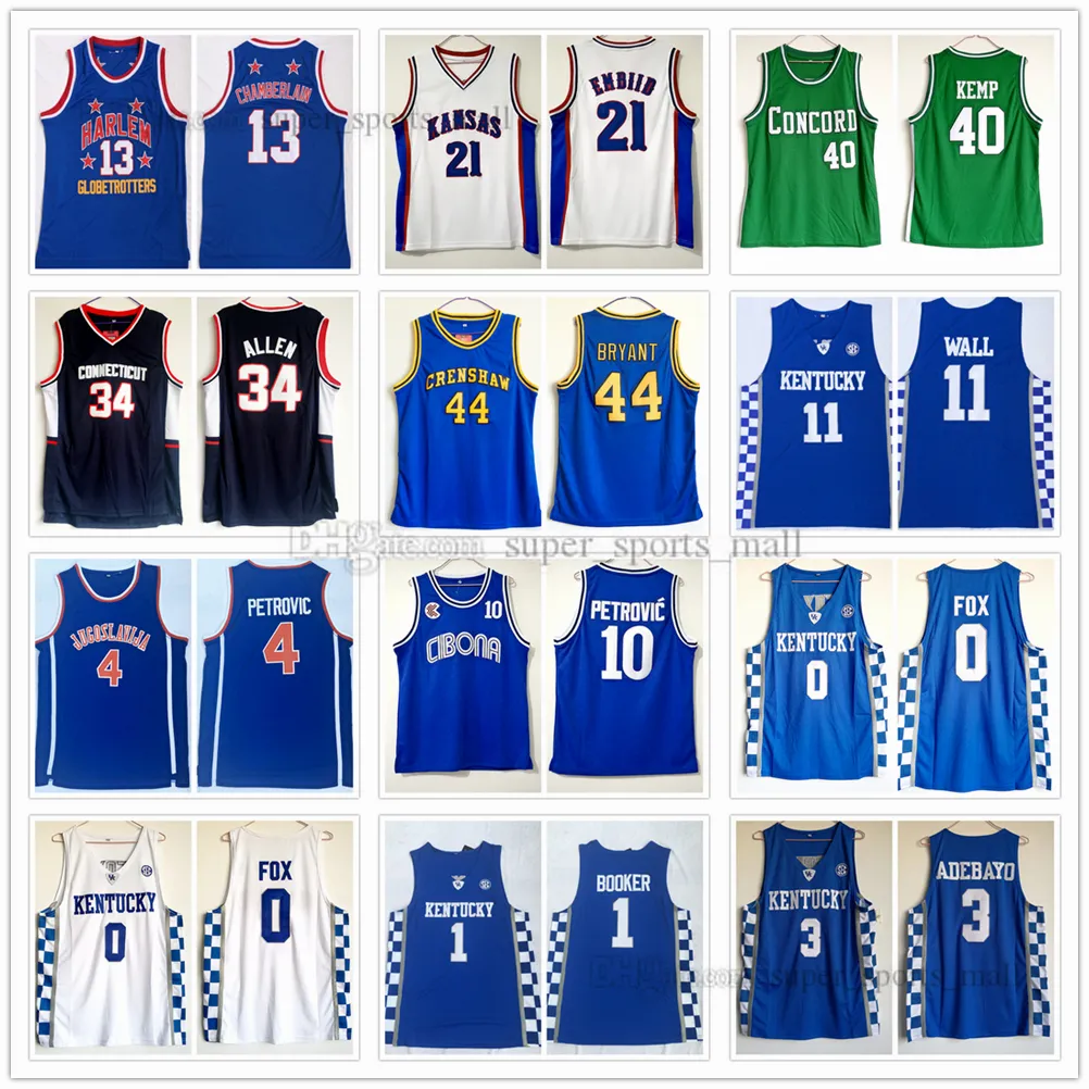 NCAA Basketball Jerseys: Jayson Wilt 13, Joel 21 Embiid, Shawn 40 Kemp ...