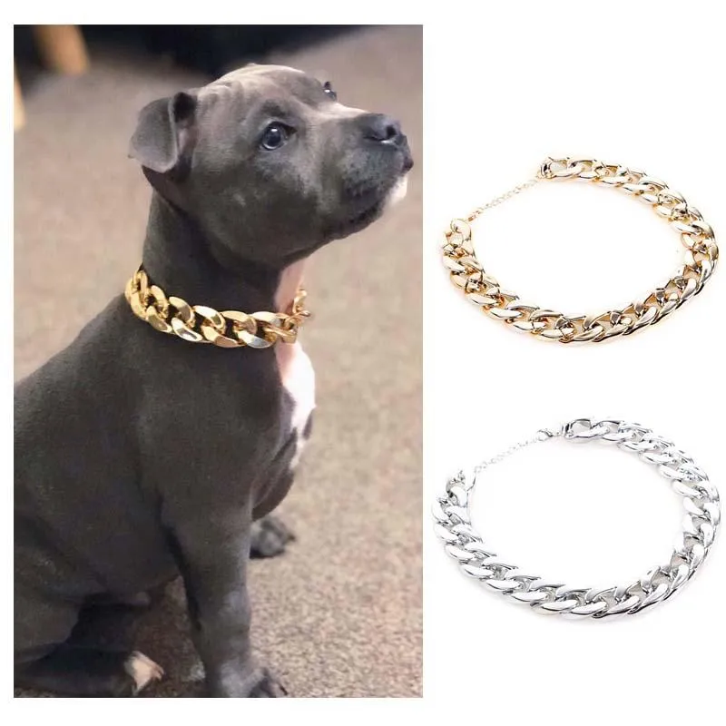 Gold Plated Snake Chain Dog Collar & Leash Set - Fashion Jewelry for ...