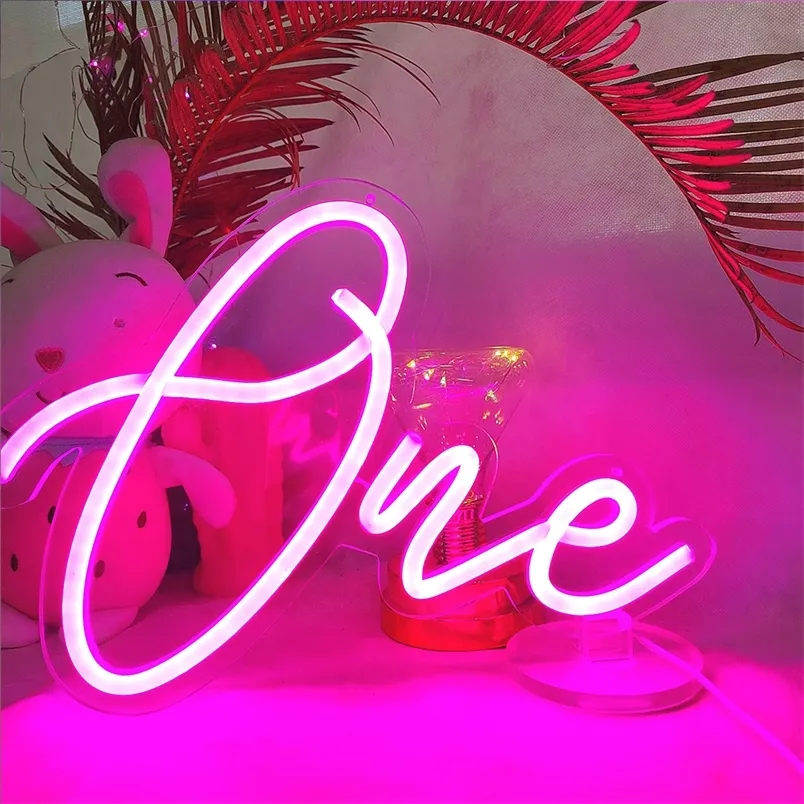Custom Birthday One Age Number Neon Sign Phrase Led Party For Home Bar ...
