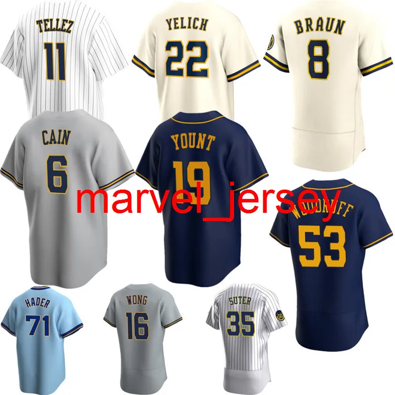 2022 Christian Yelich Jerseys Rowdy Tellez Kolten Wong Ryan Braun Robin ...