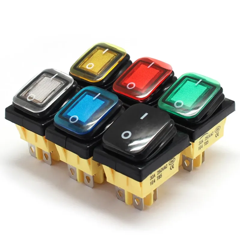 Heavy Duty Waterproof Rocker Switch - 30A 250V DPST 4 Pin, LED On/Off ...