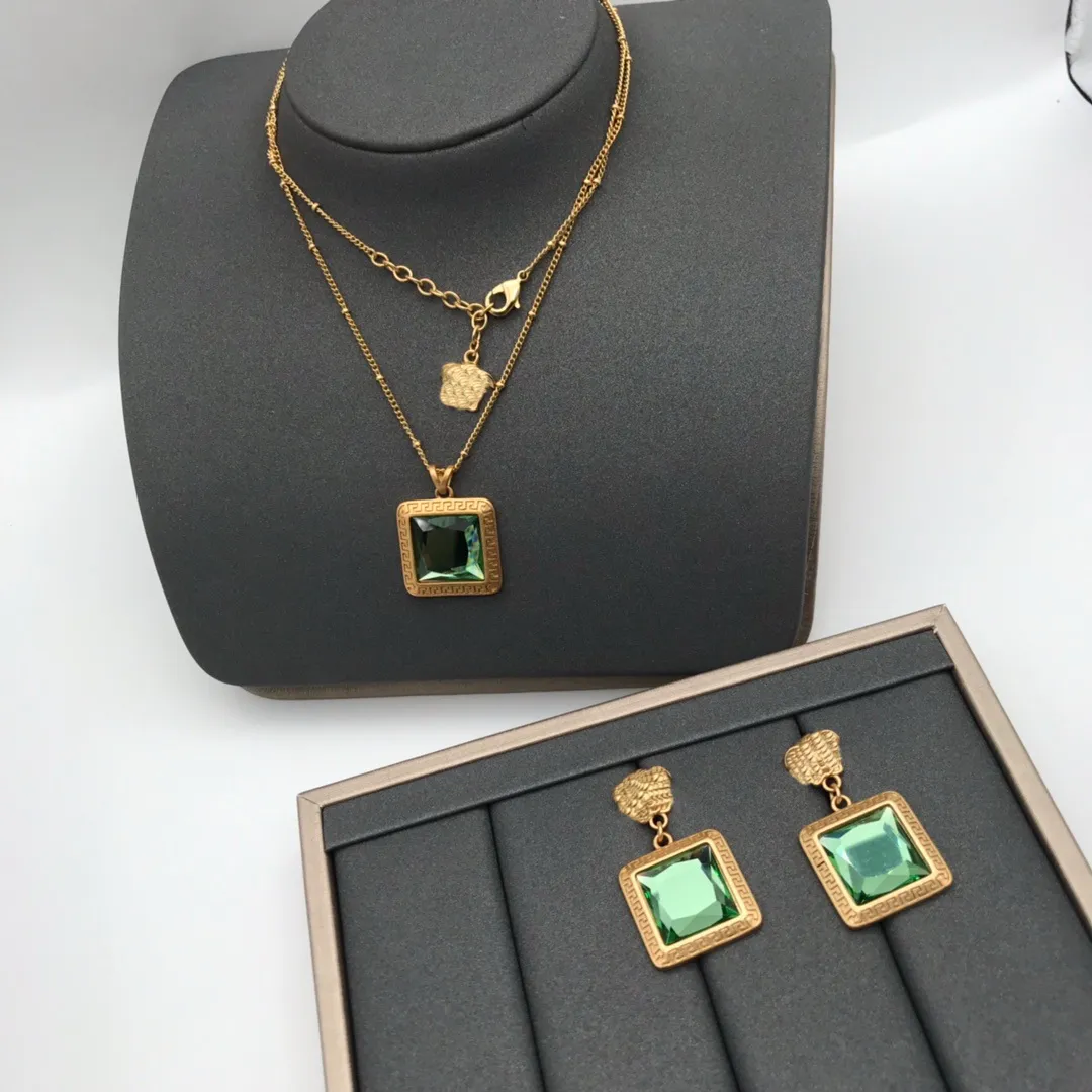 Women's 18K Gold Plated Designer Jewelry Set with Brass Chain Necklaces ...