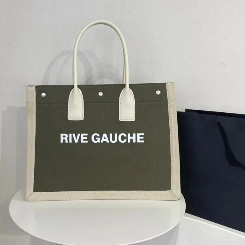 Rive Gauche Canvas Handbag Large Tote Bag For Shopping, Beach, Travel ...