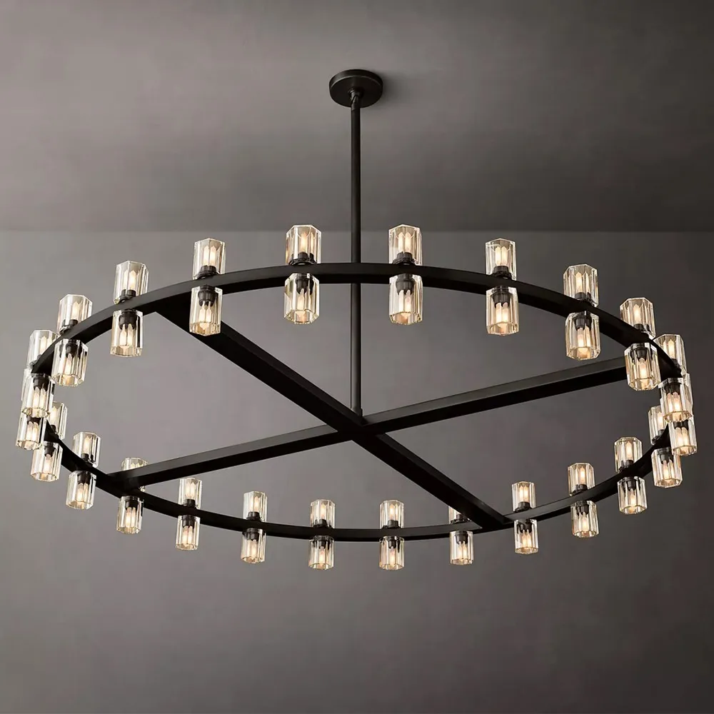 Arcachon LED Round Chandelier Modern Black Ceiling Light With Clear ...