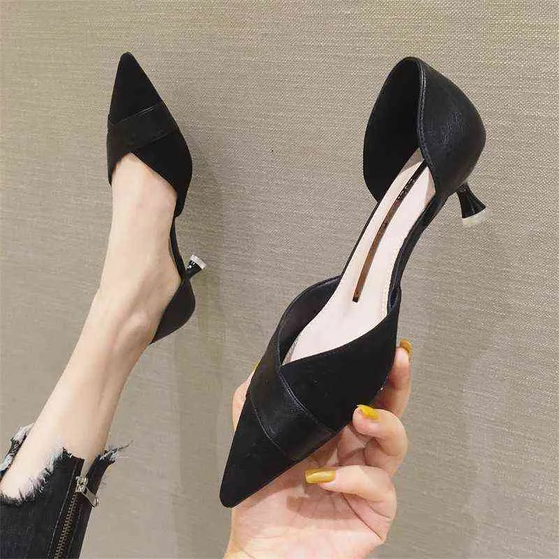 2021 Pumps Mid Heel Internet Celebrity 2021 New French High Heels Women ...