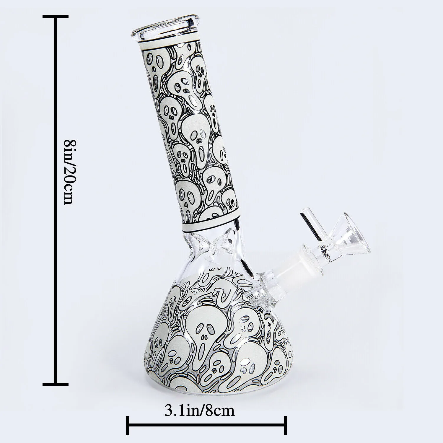 8 Brillan En La Oscuridad Hookah Scary Skull Glass Beaker Bong Para ...