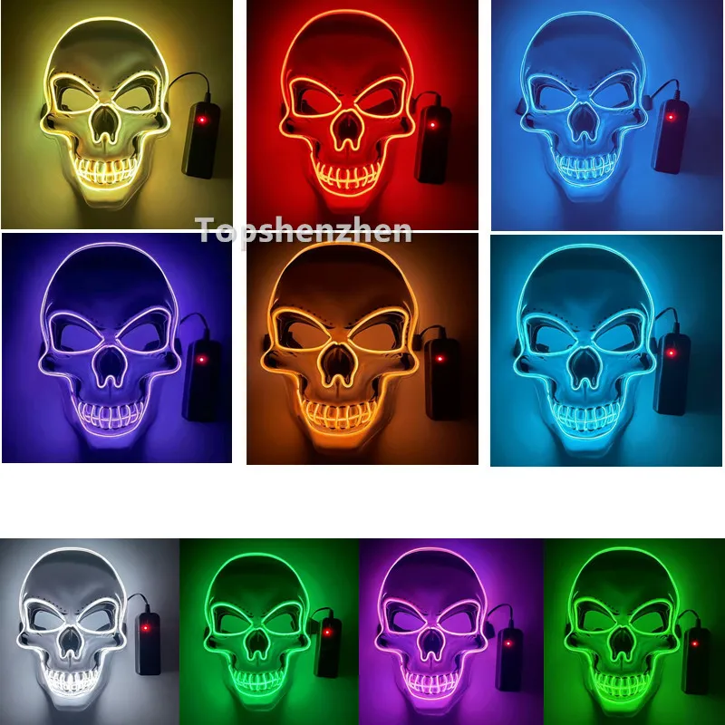 LED Led Skull Mask For Halloween Horror, Dance, Glow In The Dark ...