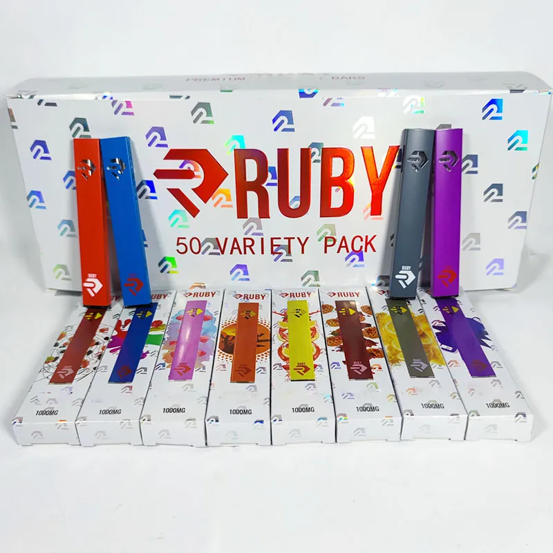 10 Strains Ruby Disposable E Cigarettes Rechargeable Vape Pens 1ml ...