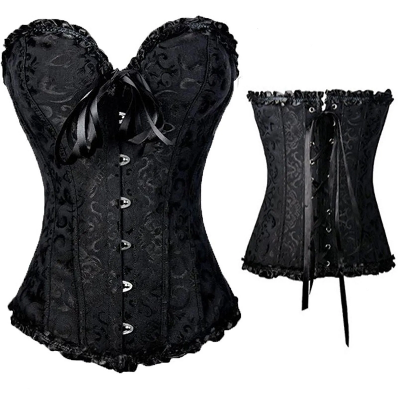 Women Corsets And Bustiers Tops Sexy Brocade Corset Zip Vintage Style