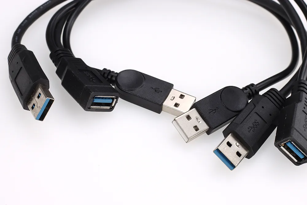 USB 3.0 A Female to Dual USB Male Splitter Y Extension Cable Power ...