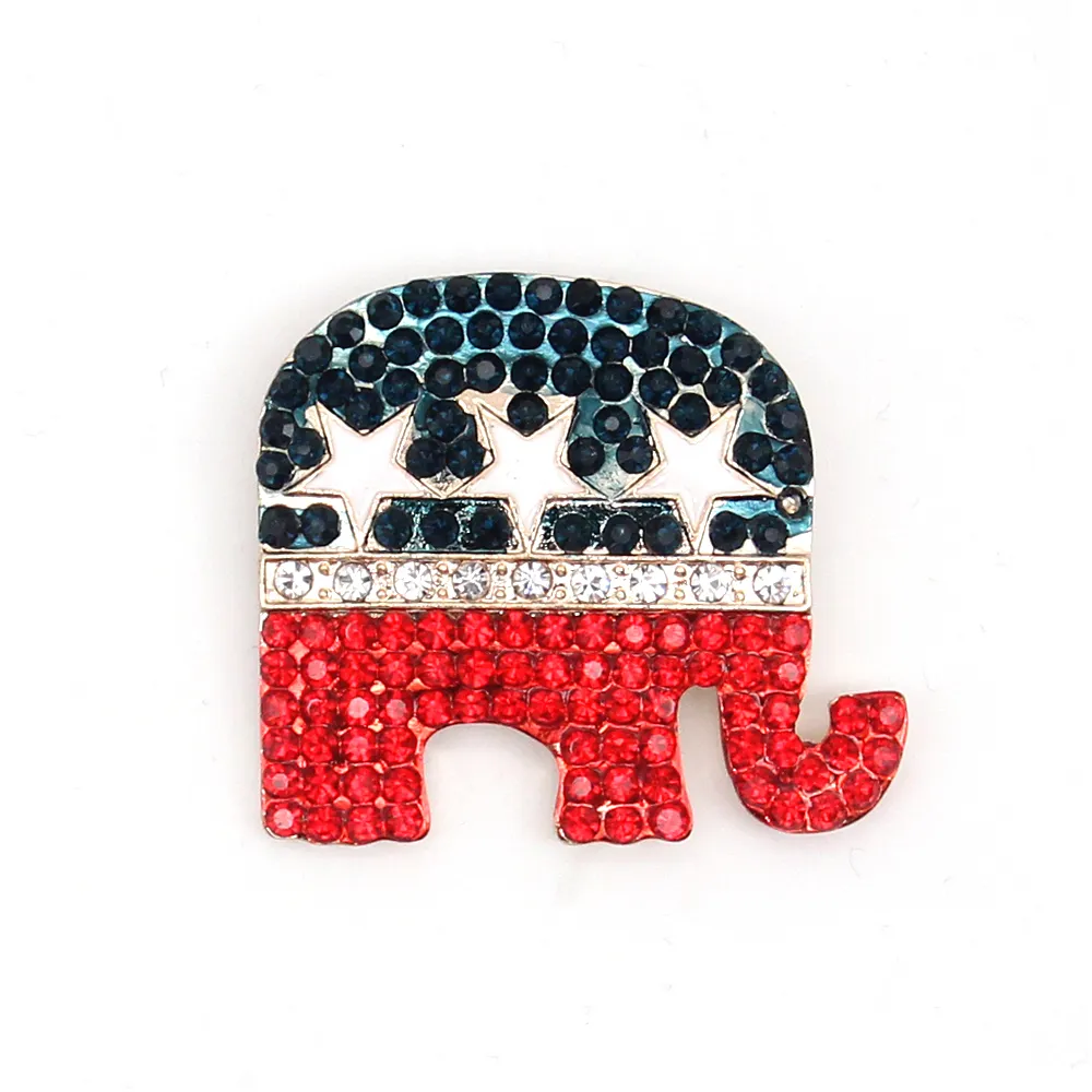 American Flag Elephant Brooch Pins - Crystal Rhinestone Patriotic Set ...