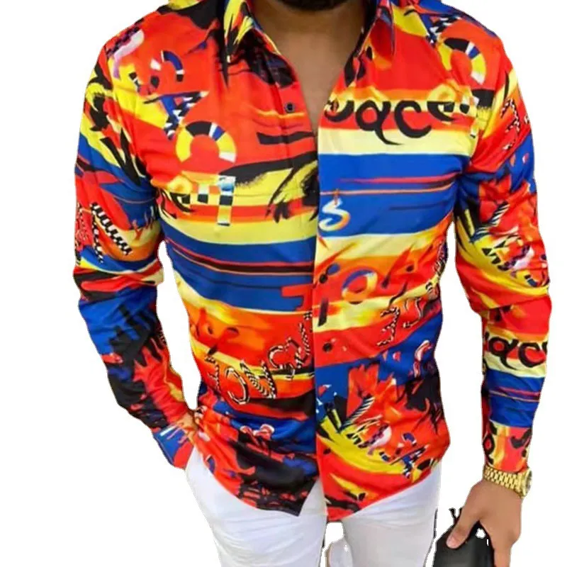 Men's Fashion Printed Shirts For Men With Long Sleeves, Button Up ...