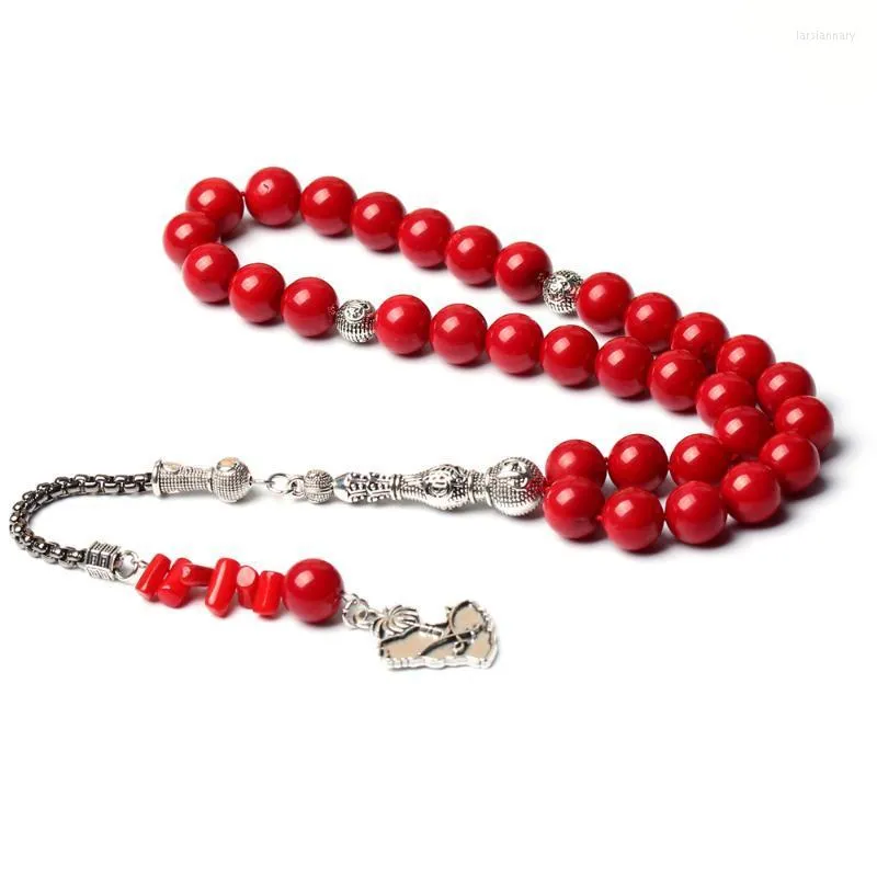 Islamic Misbaha Subah Silver Color Tassel With Natural Red Coral Stone ...