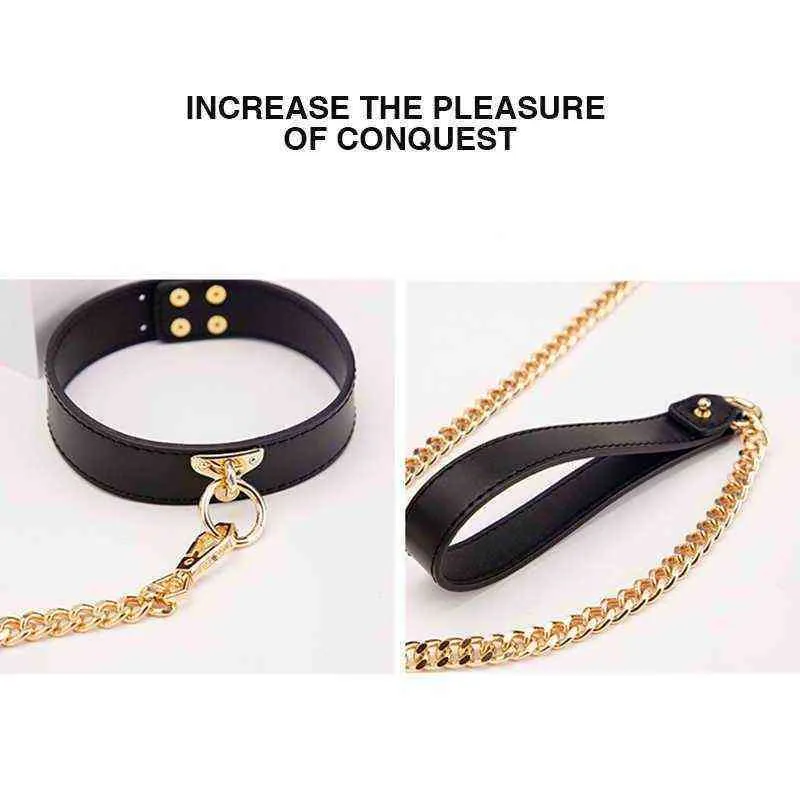 Nxy Sm Bondage Bdsm Collier De Chien En Cuir Esclave Ceinture Avec Des Chaînes Peut ...