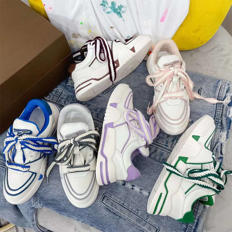 Genuine Leather Retro Casual Sports Shoes for Women, Red Star Net ...
