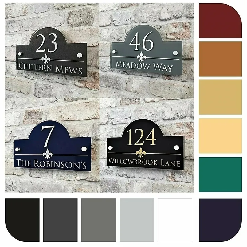 Customize Modern Door Number Address Plaque Glass Acrylic Outdoor House ...