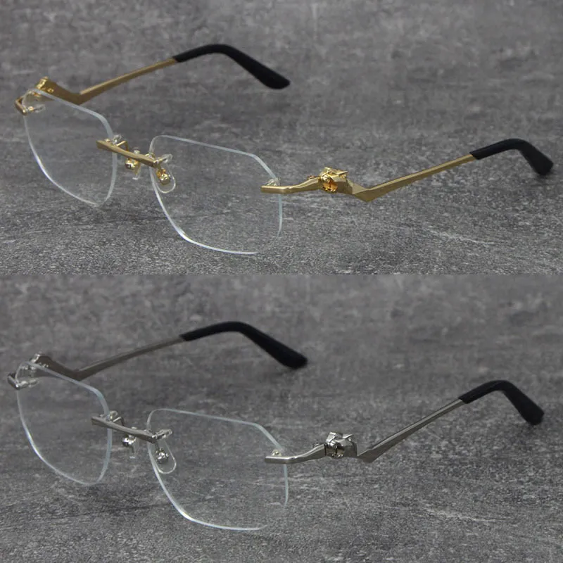 New Metal Luxury Rimless Square Eyeglasses 18K Gold Frame Myopic ...