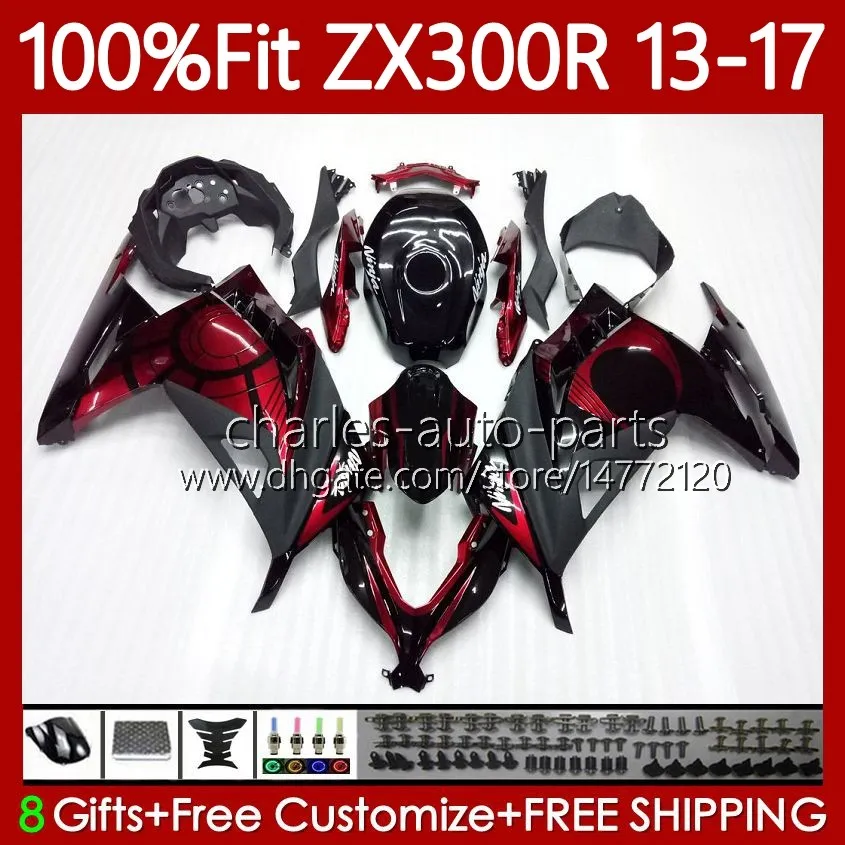 Dark Red Blk OEM Injection Fairing For Kawasaki Ninja EX ZX 3R 300R ZEX ...