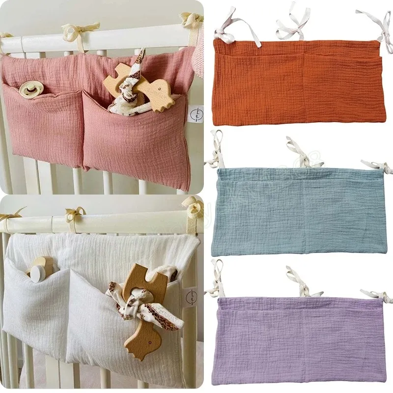 Baby Crib Organizer: Cotton Hanging Storage Bags for Newborn Essentials ...