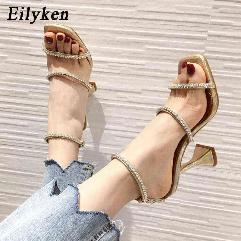 Official authentic Eilyken 2022 Summer Sexy Open Toe Gladiator Sandal Womens Wedding Crystal ...