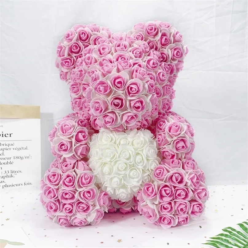 Rose Teddy Bear - 40cm Double Color Heart Bear - Valentines Day Gift ...